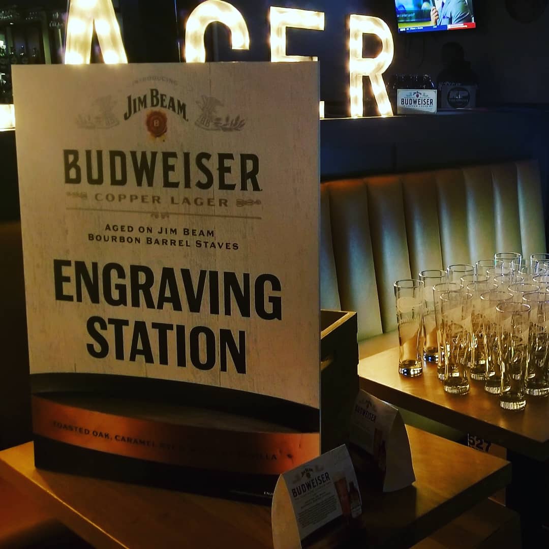 Beer Glass Engraving at Budweiser and Jim Beam's New Copper Lager ...